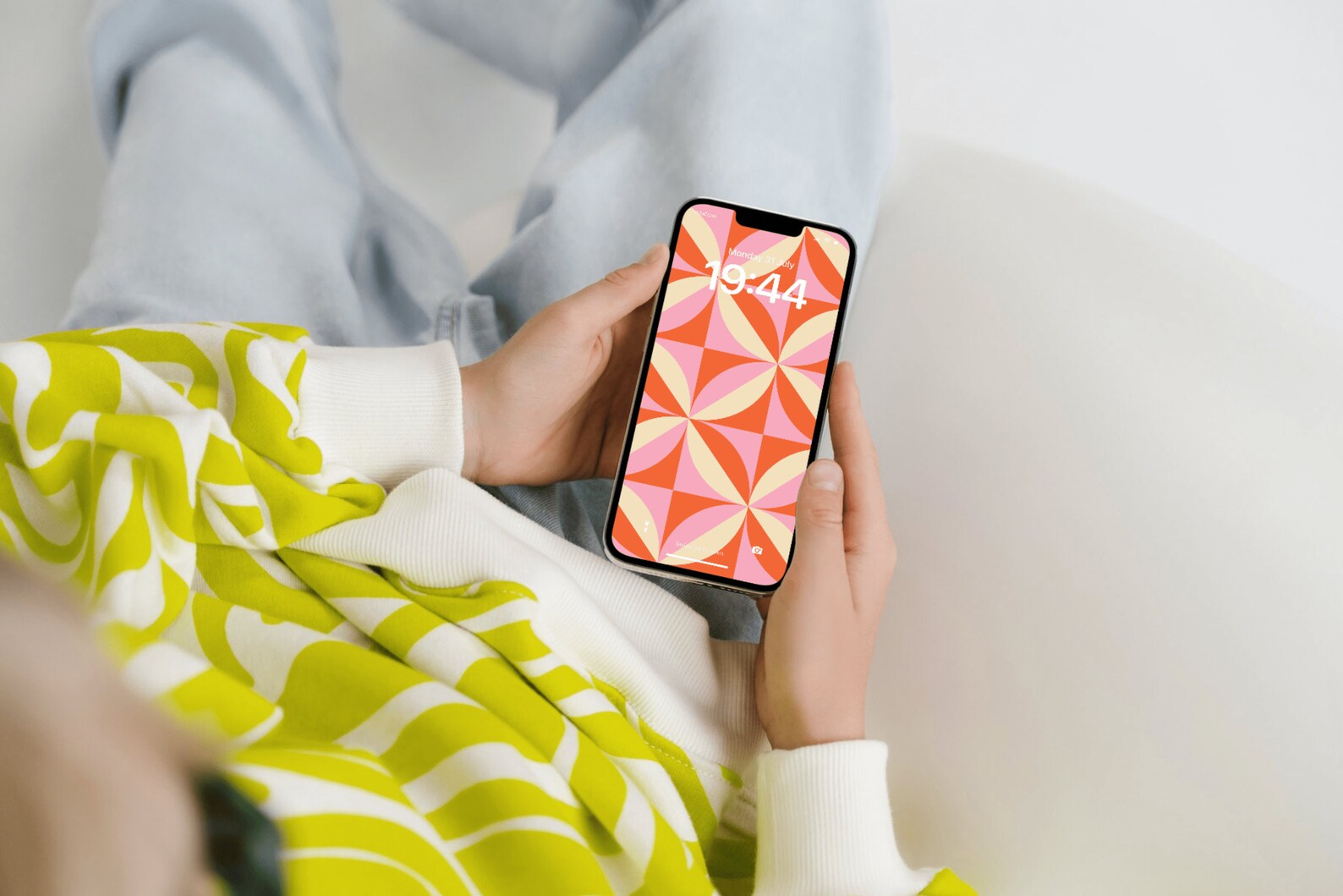 Retro 70s iPhone Wallpapers, Vintage Pink Green Digital Download Phone ...