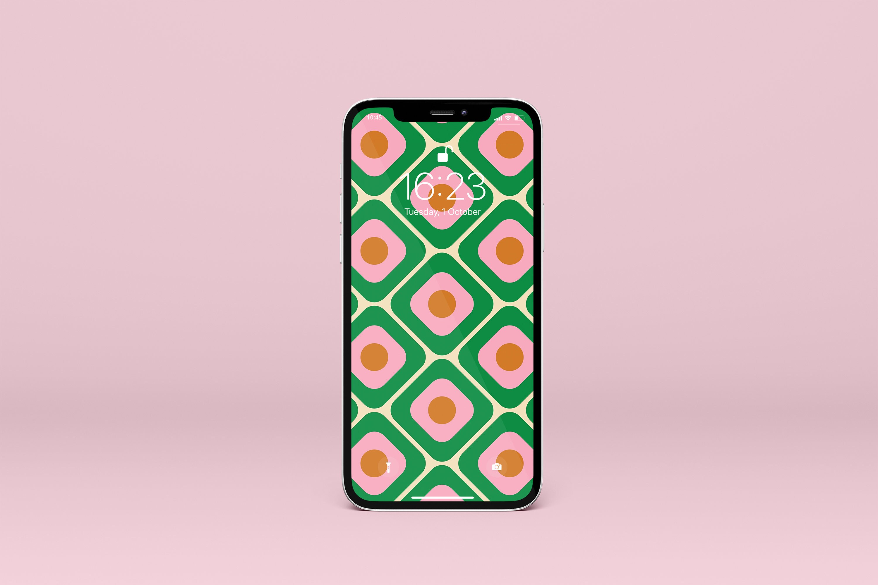 Retro 70s iPhone Wallpapers Vintage Pink and Green Phone - Etsy