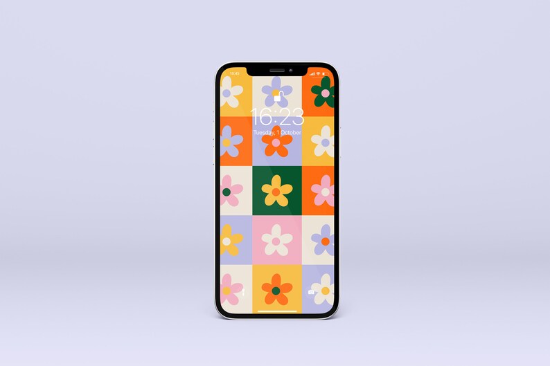 Retro 70s iPhone Wallpapers Vintage Pink and Green Phone - Etsy UK