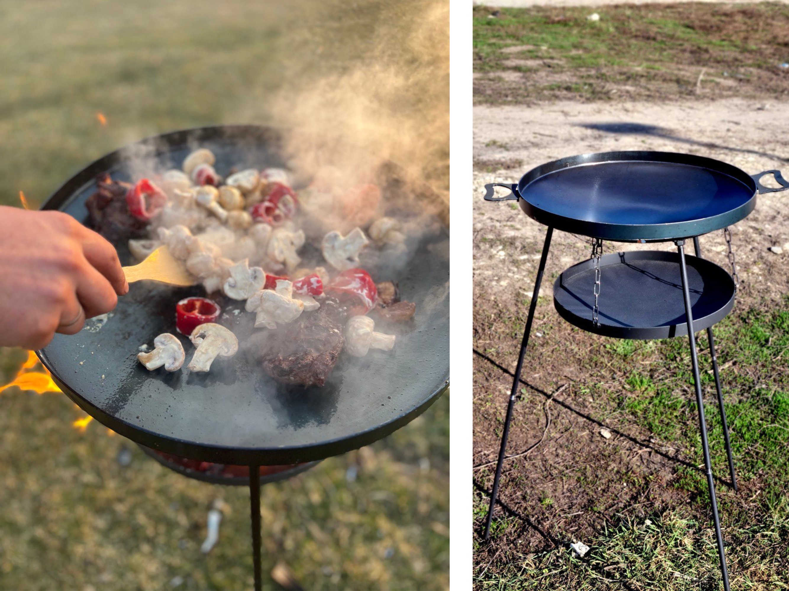 Heavy Duty Cowboy Wok With Metal Stand MAXI Set, Plow Disc Cooker ...