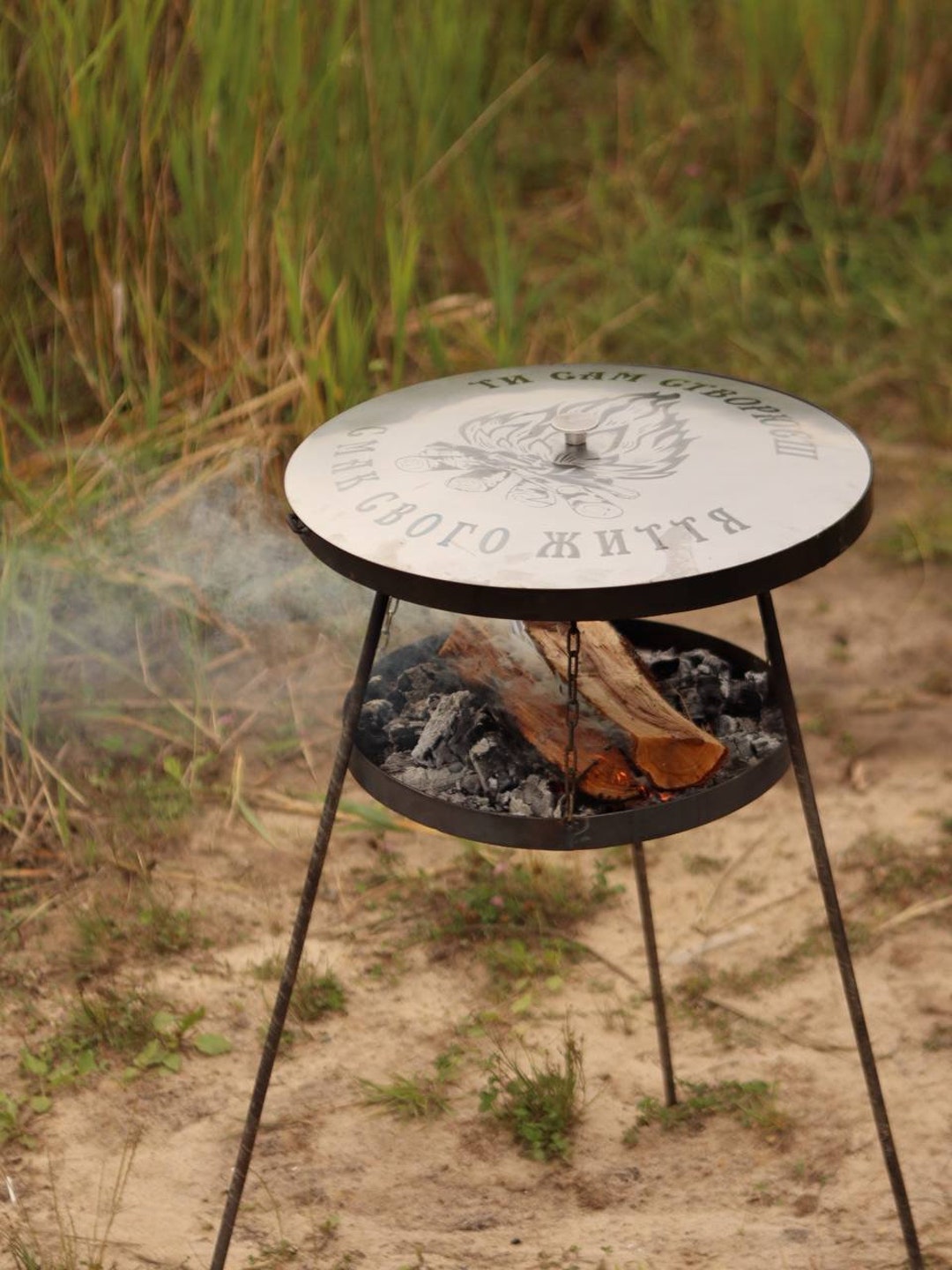 Custom Campfire Iron Skillet With Tripod – Personalized BBQ Pan Set ...