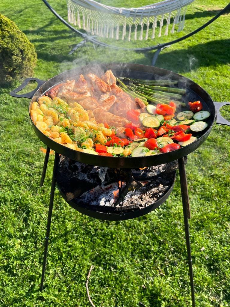 Heavy Duty Cowboy Wok With Metal Stand MAXI Set, Plow Disc Cooker ...
