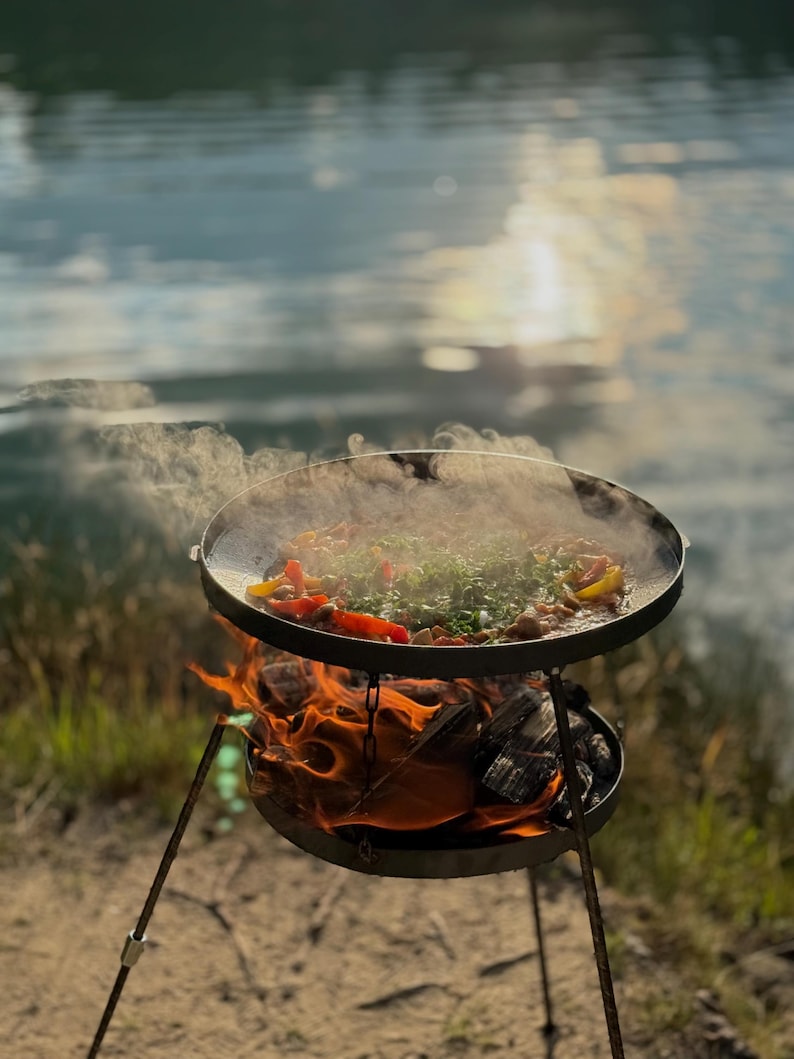 Heavy Duty Cowboy Wok With Metal Stand MAXI Set, Plow Disc Cooker ...