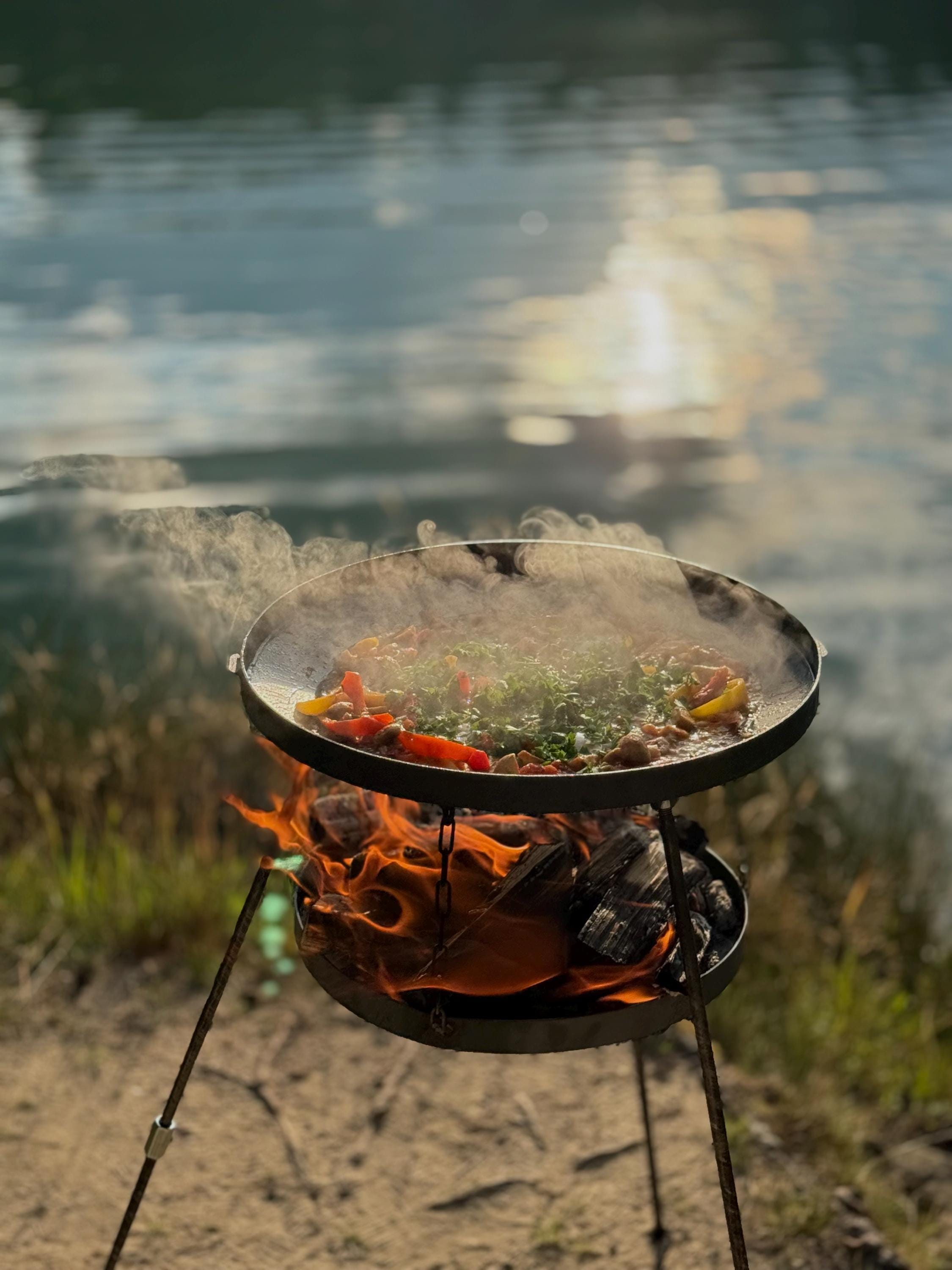 Heavy Duty Cowboy Wok With Metal Stand MAXI Set, Plow Disc Cooker ...