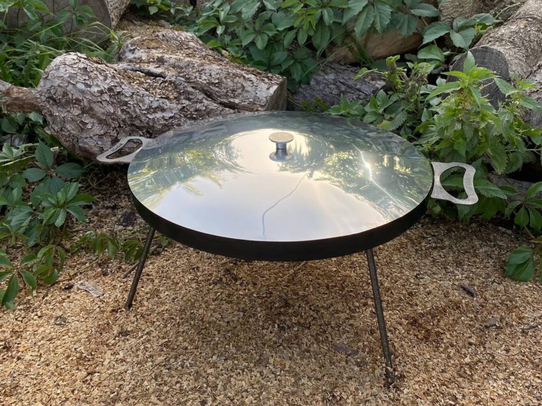 BBQ Wok Skillet With Lid and Stand MINI Set, Camp Fire Skillet, Camping ...