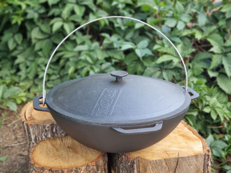 Cast Iron Camping Cauldron 14" and 16", Open Fire Roaster, Cauldron Pan ...