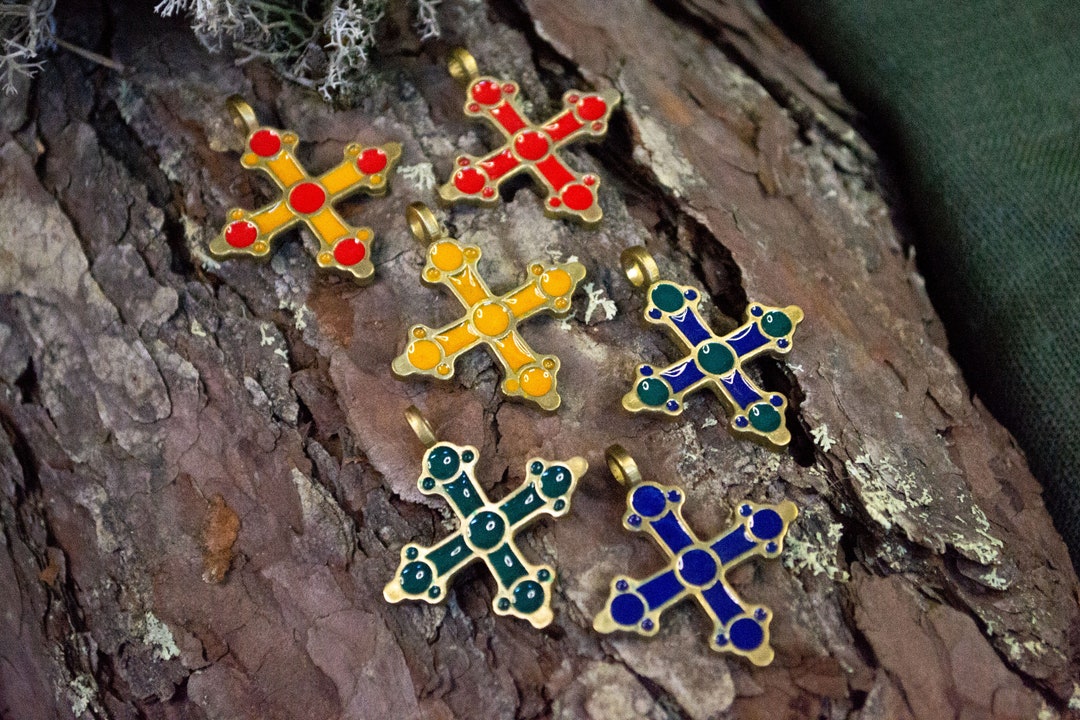 Enameled Medieval Cross Pendant - Etsy