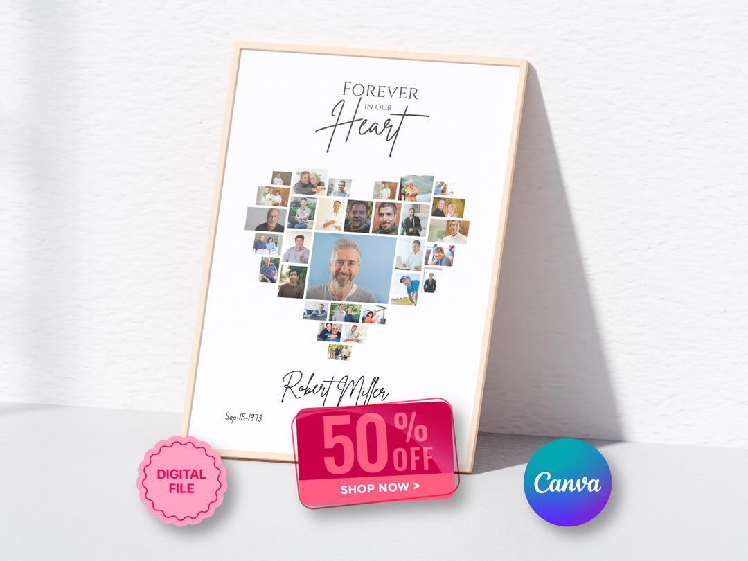 Heart Funeral Poster - Custom Memorial Service Collage, a Personalized ...