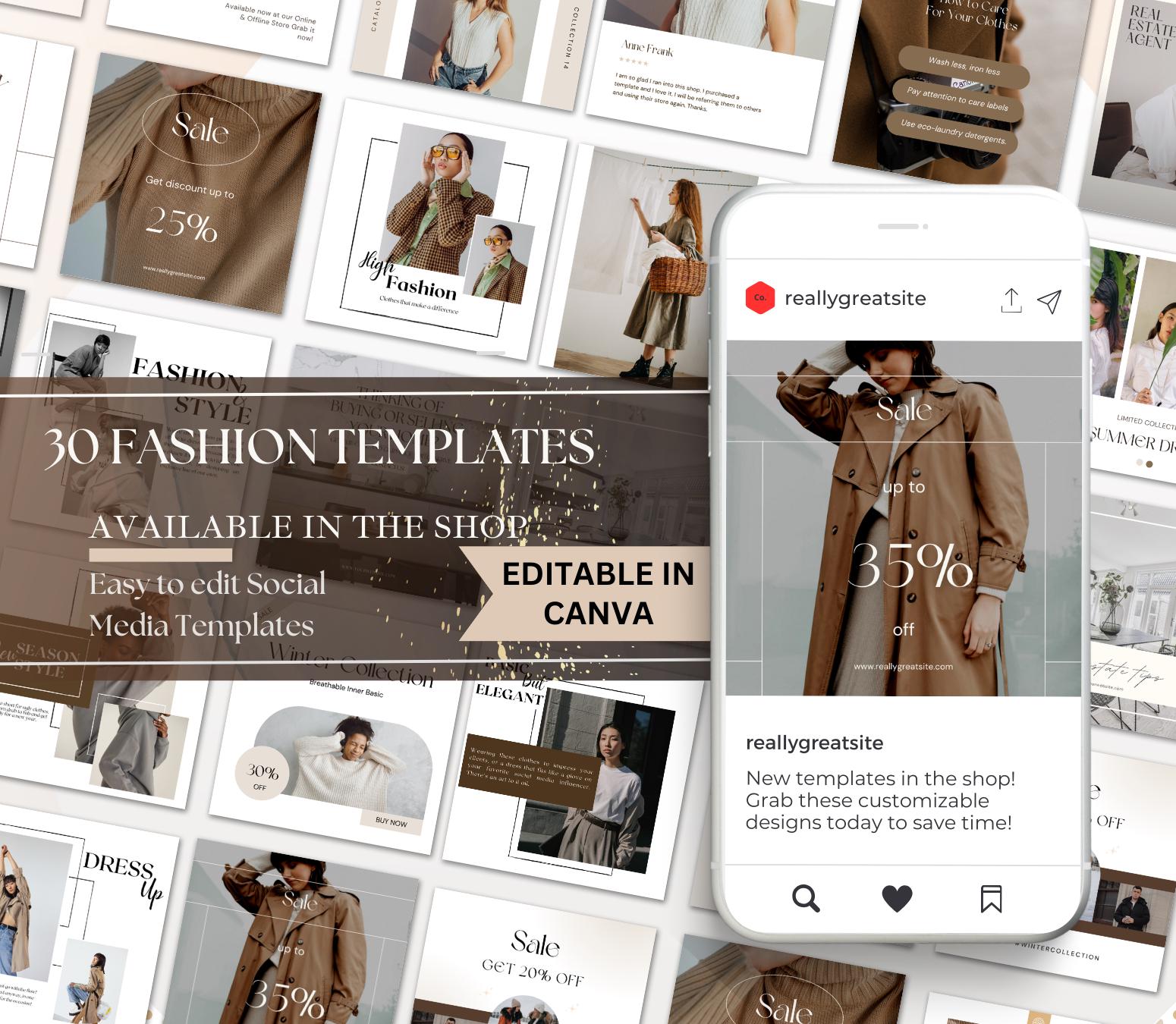 Fashion Instagram Post Templates | Editable Social Media Content Pack ...