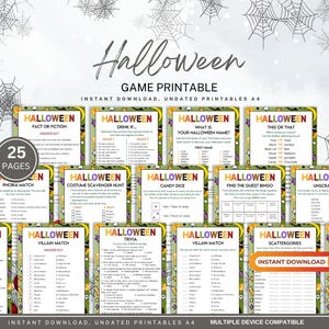 Halloween Games Editable Printable, DIY Halloween Party Games, Instant ...