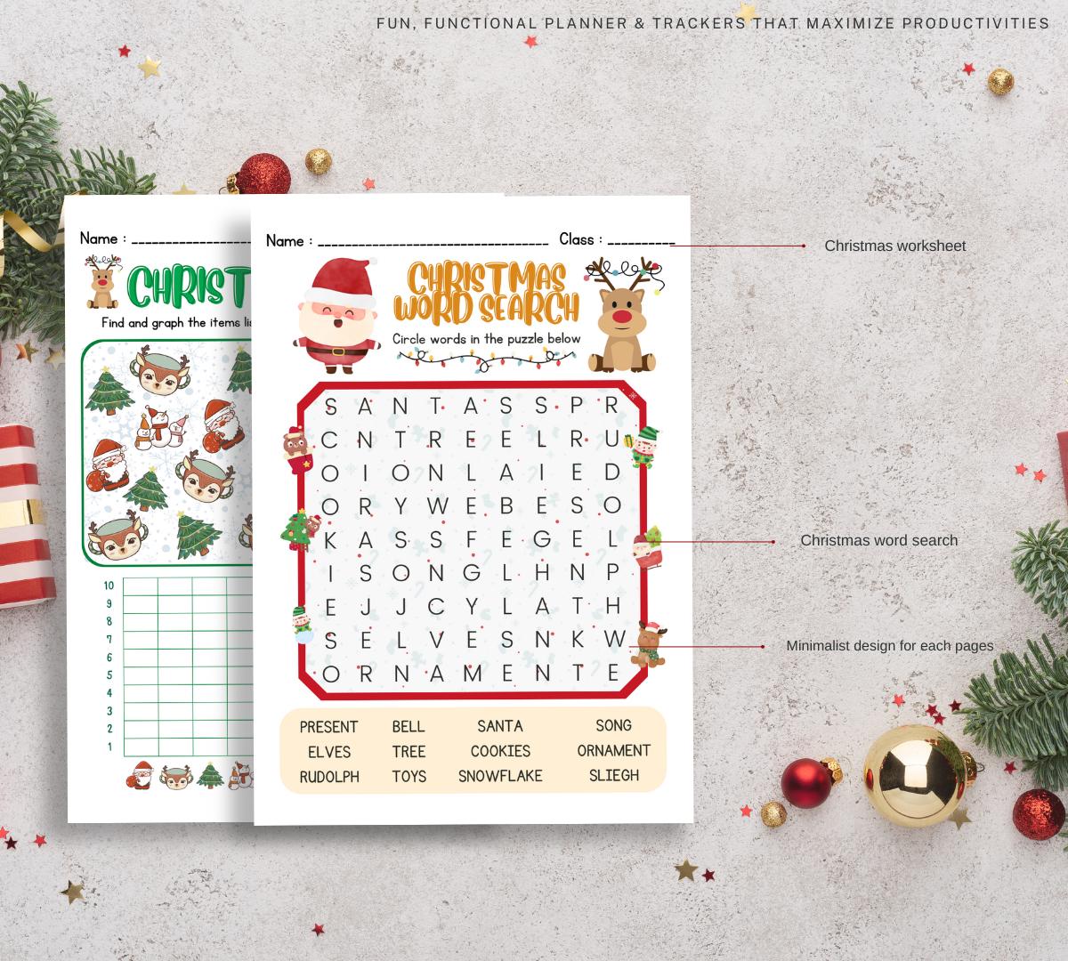Christmas Workbook Educational Activity Book Kids Adults, Holiday ...