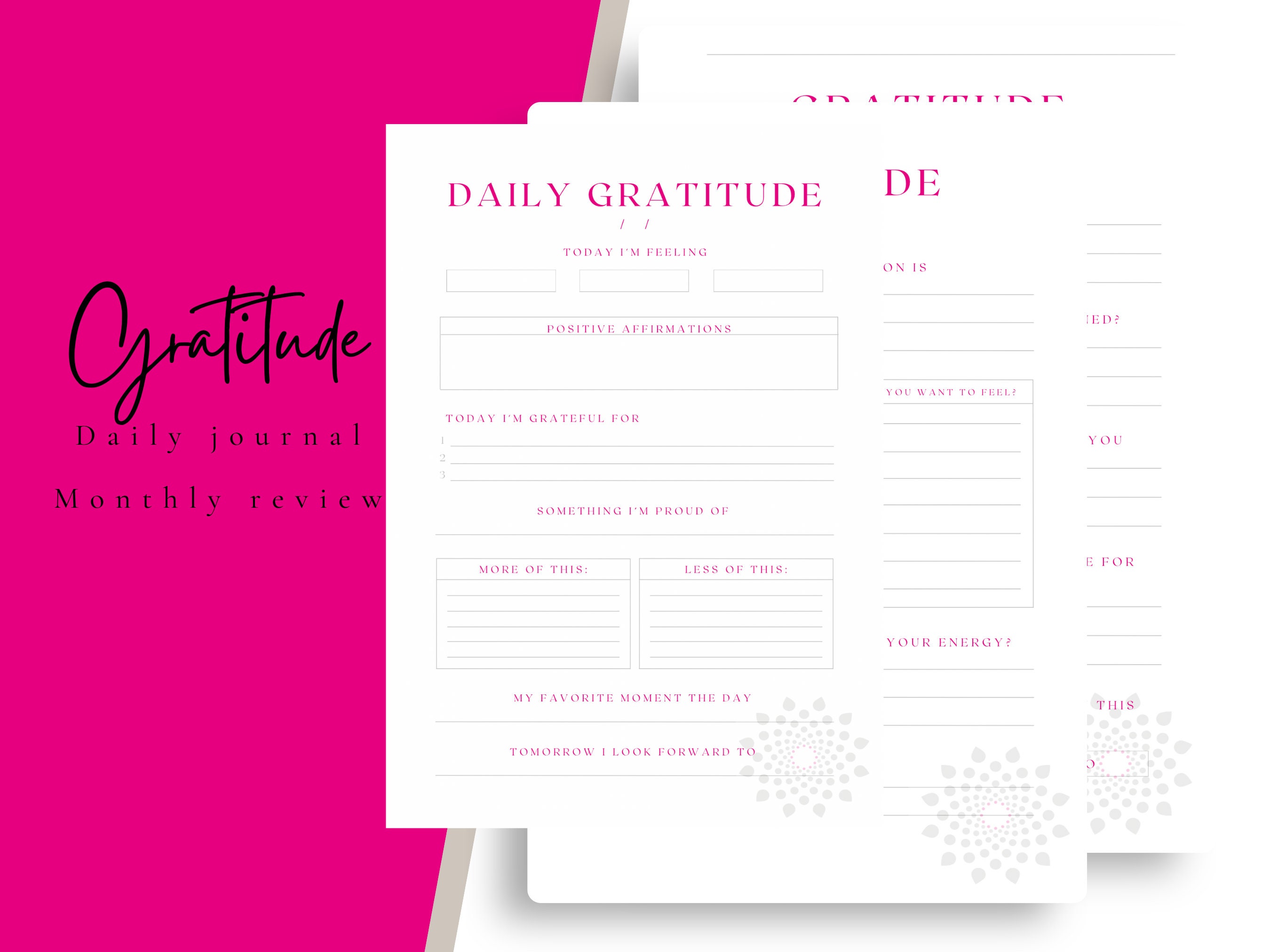 Printable Gratitude Journal, Daily Gratitude, Monthly Review - Etsy