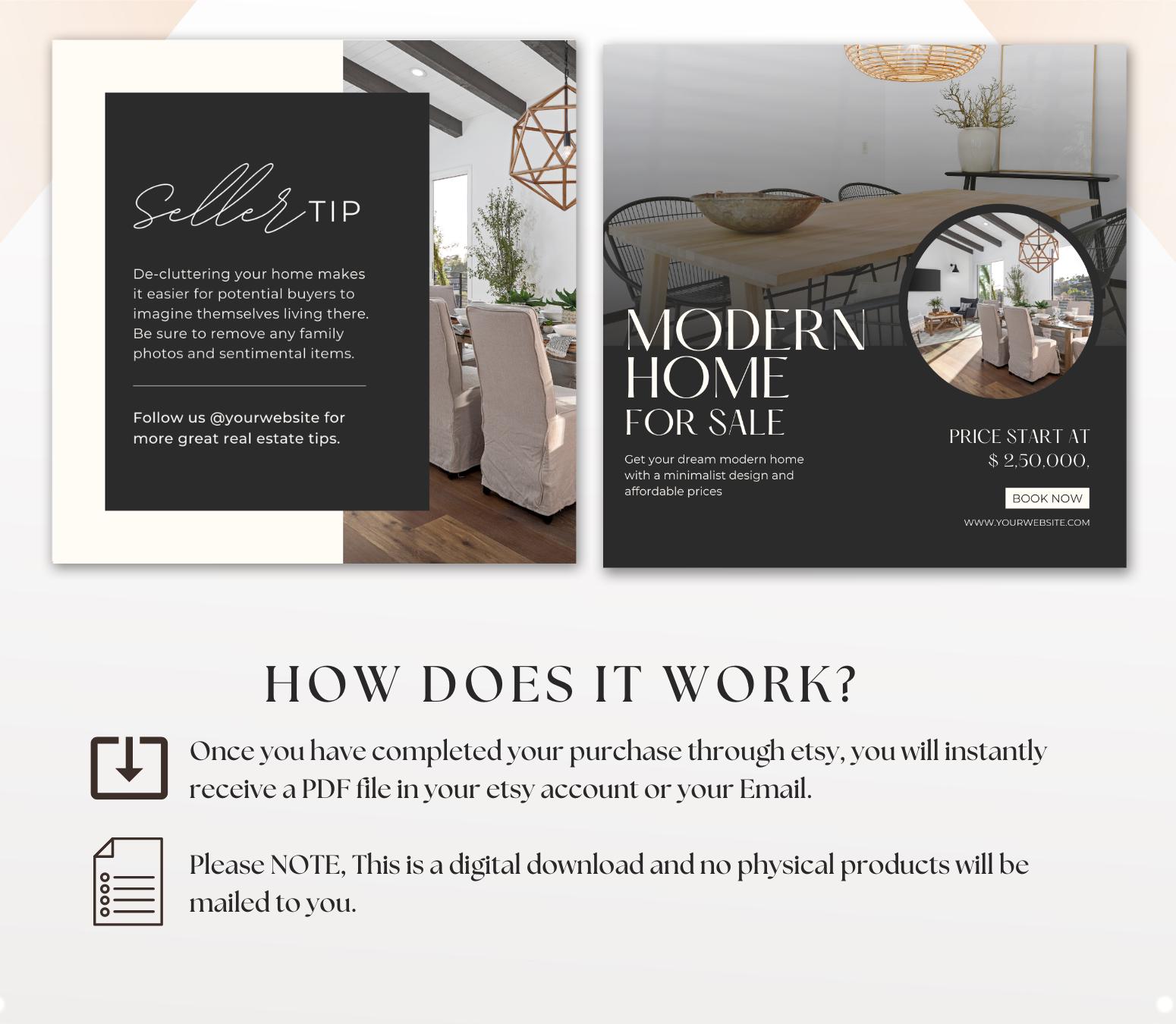 Real Estate Template Posts Bundle, Editable Instagram Templates, Social ...