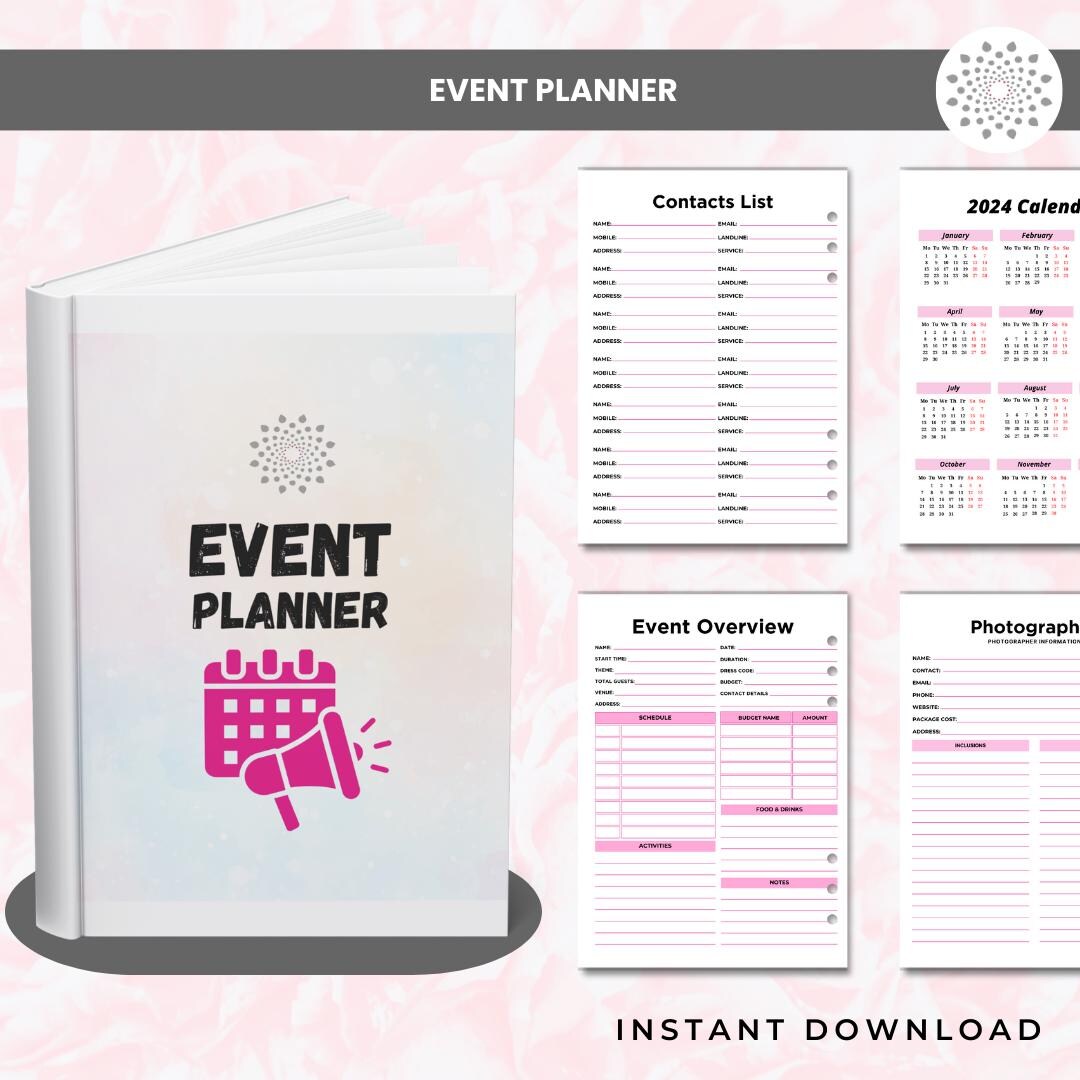 Event Planner, Floral Print Event Planner, Organizational Planner ...