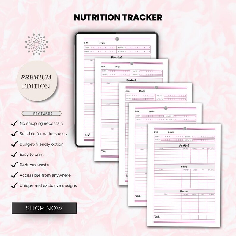 Daily Nutrition Tracker | Food Log & Health Planner PDF - Etsy