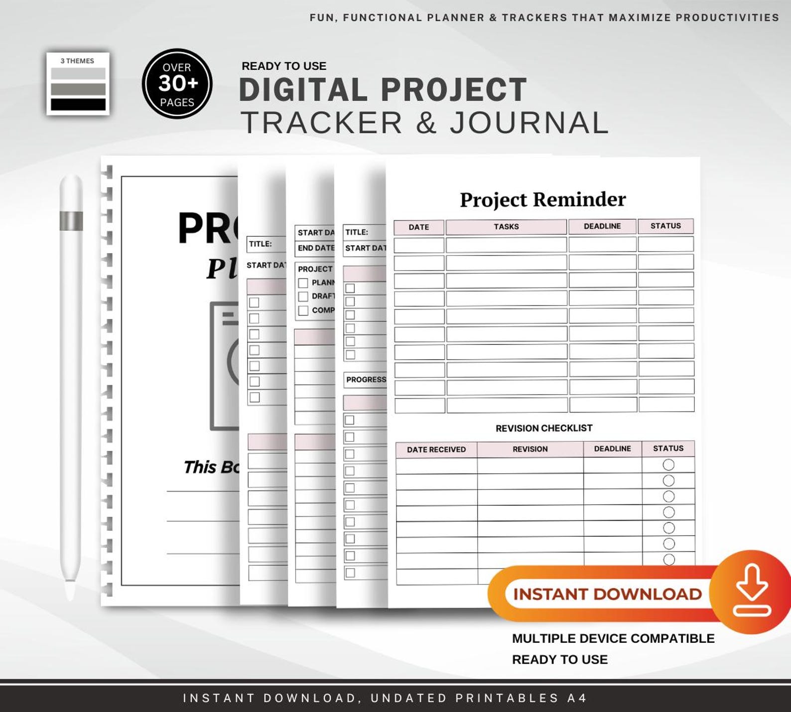 Project Planner Binder Inserts, Refillable Organizer, Project ...