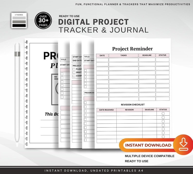 Project Planner Binder Inserts, Refillable Organizer, Project ...