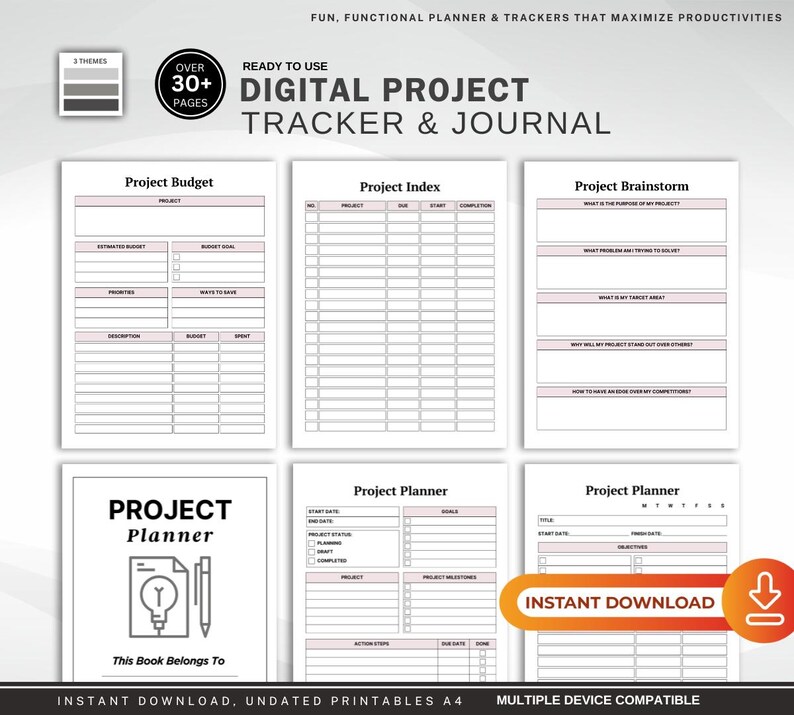 Project Planner Binder Inserts, Refillable Organizer, Project ...