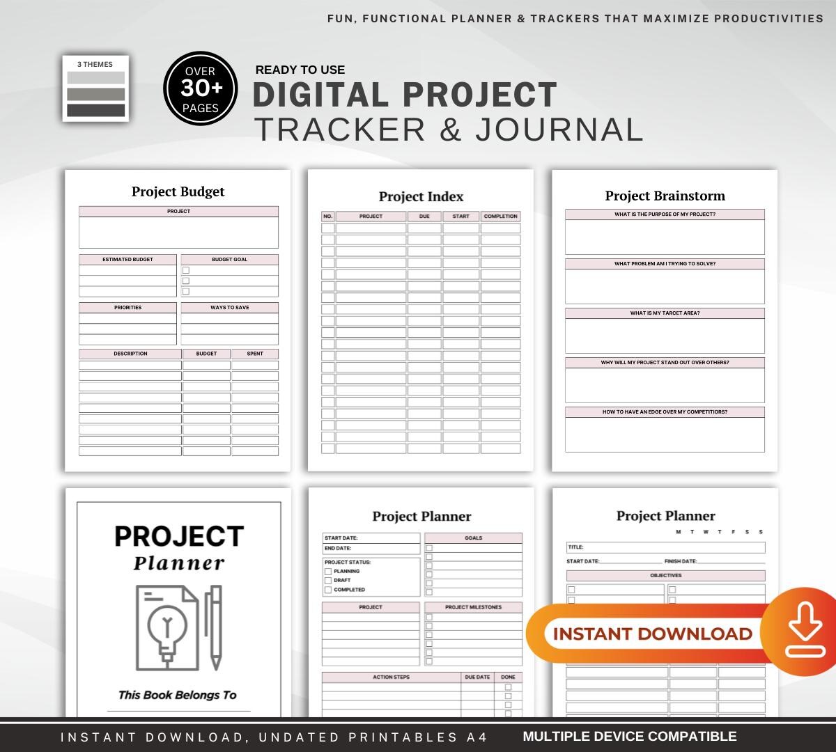 Project Planner Binder Inserts, Refillable Organizer, Project ...