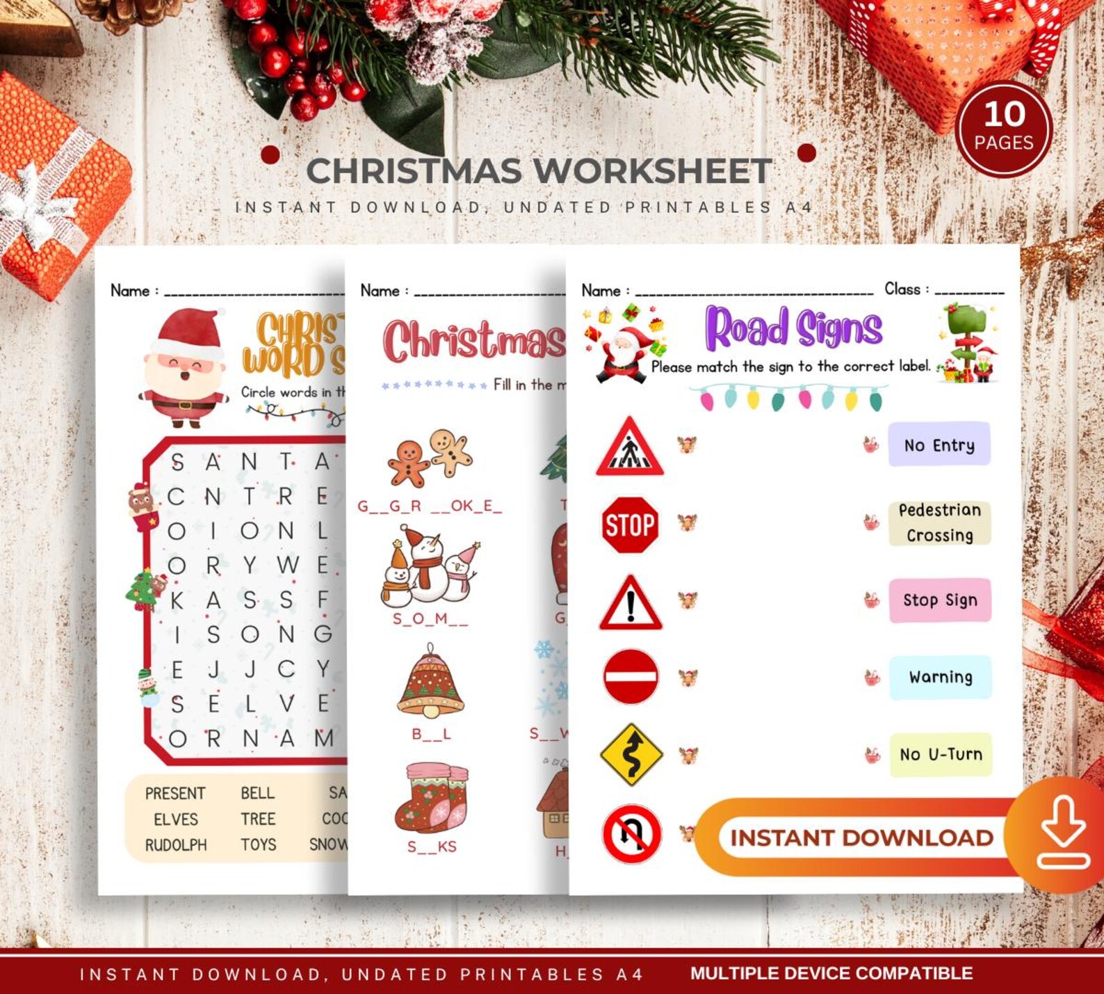 Christmas Workbook Educational Activity Book Kids Adults, Holiday ...
