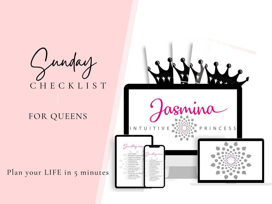 Sunday Checklist, Digital Download, Tool, Self-care Checklist, Goal ...