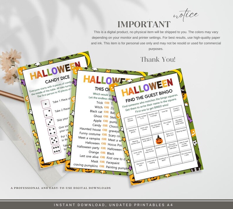 Halloween Games Editable Printable, DIY Halloween Party Games, Instant ...
