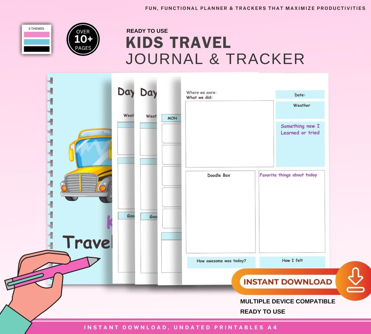 Kids Travel Journal Kit, Road Trip Activity Book for Children, Vacation ...