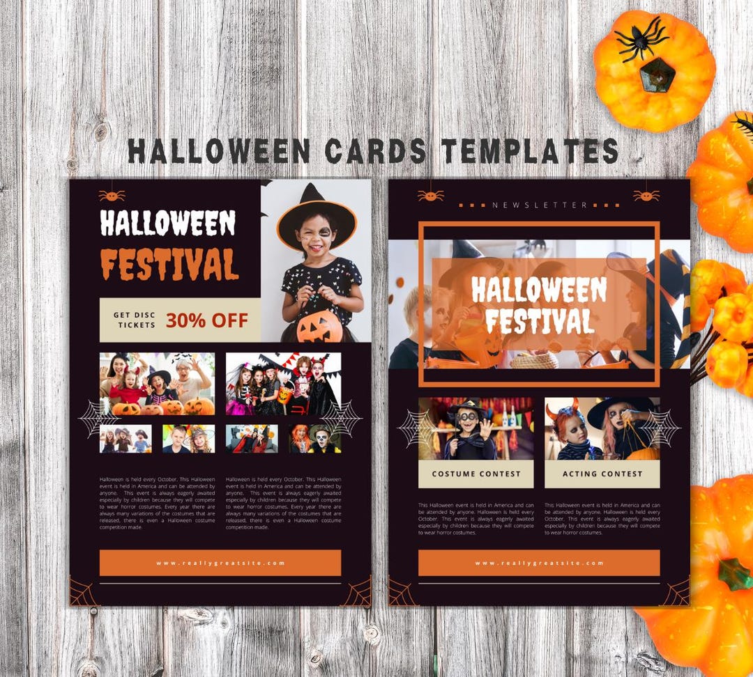 Halloween Cards Template, DIY Printable Card Kit, Spooky Greeting Cards ...