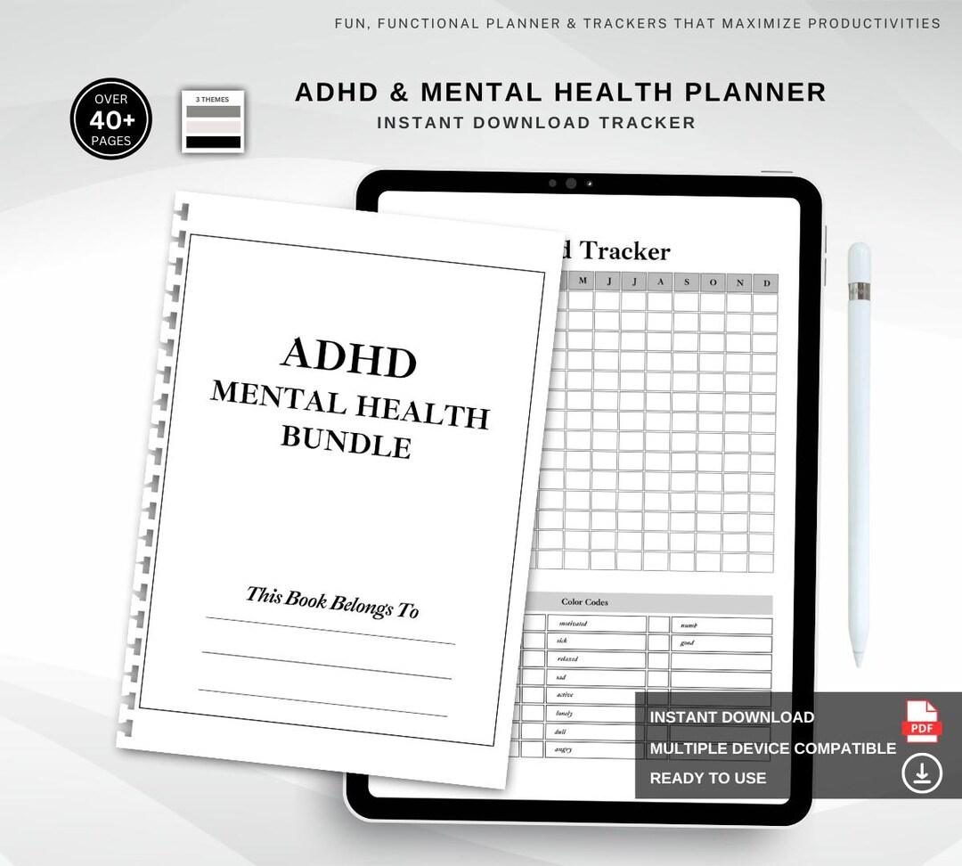 ADHD Mental Health Planner, Daily Planner, Self Care Journal ...