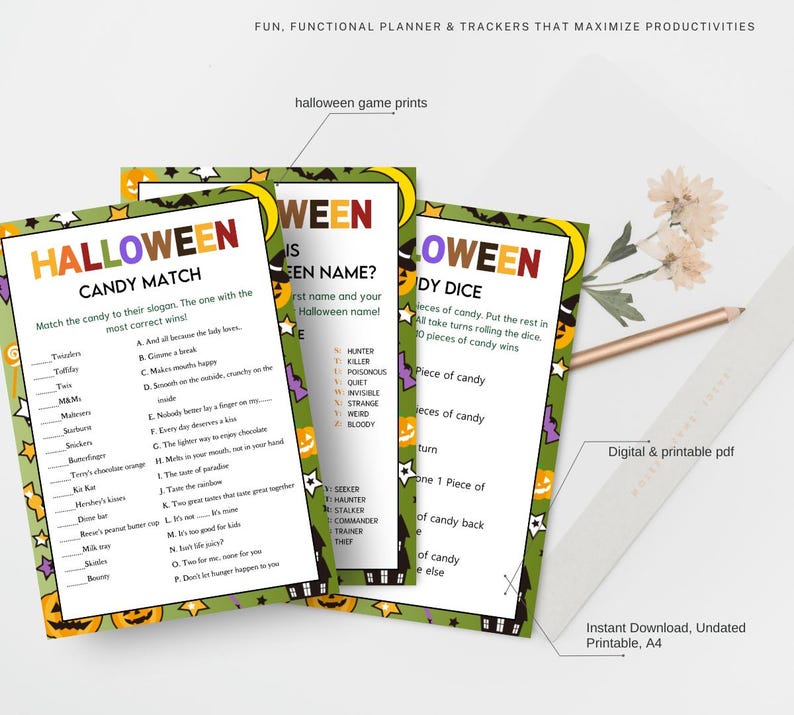Halloween Games Editable Printable, DIY Halloween Party Games, Instant ...