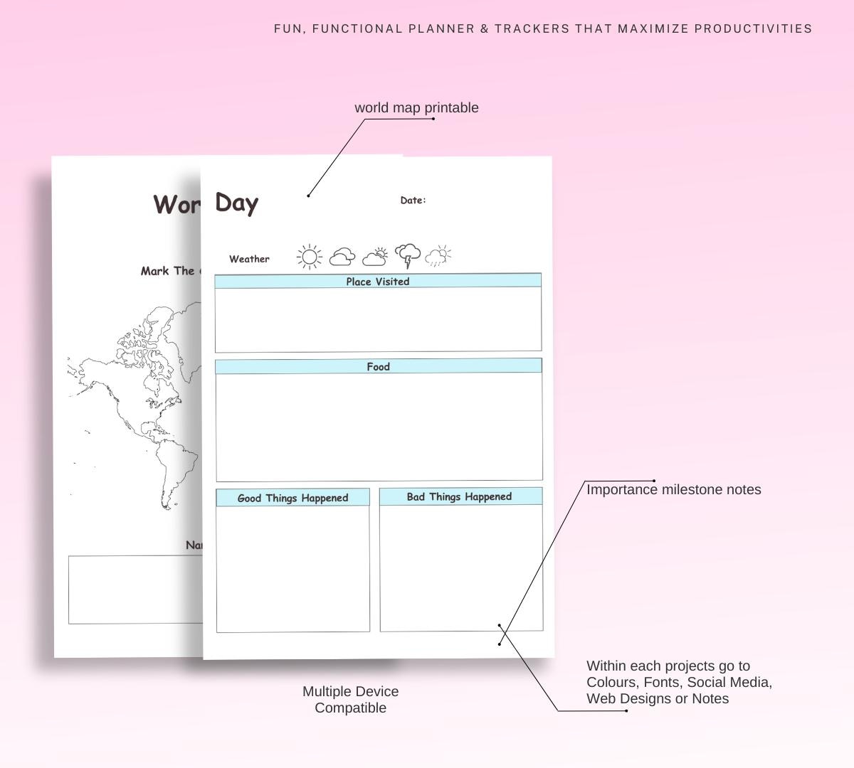 Kids Travel Journal Kit, Road Trip Activity Book for Children, Vacation ...