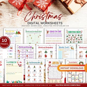 Christmas Workbook Educational Activity Book Kids Adults, Holiday ...