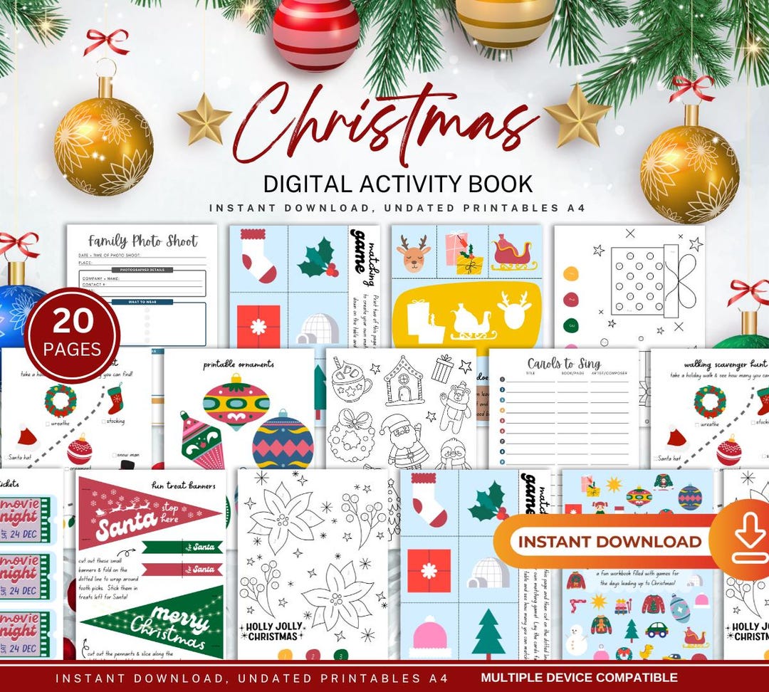 Christmas Activity Book for Kids – Holiday Coloring & Games - Etsy