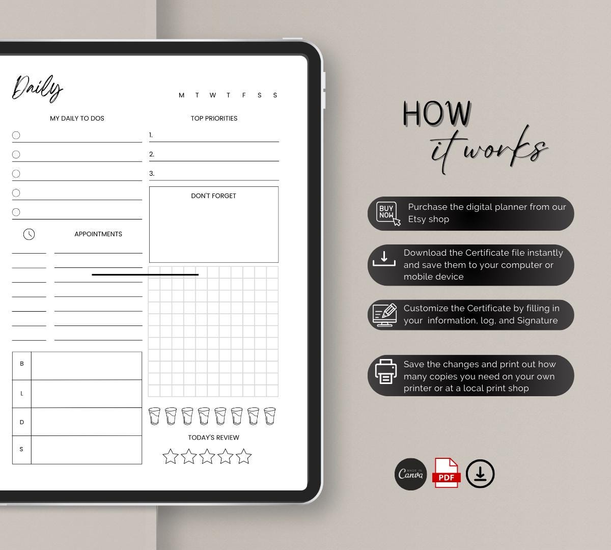 Printable Planner Bundle – Yearly, Monthly, Weekly & Daily Pages ...