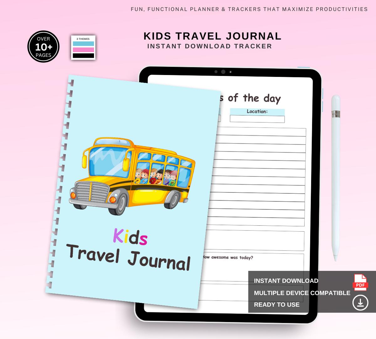 Kids Travel Journal Kit, Road Trip Activity Book for Children, Vacation ...
