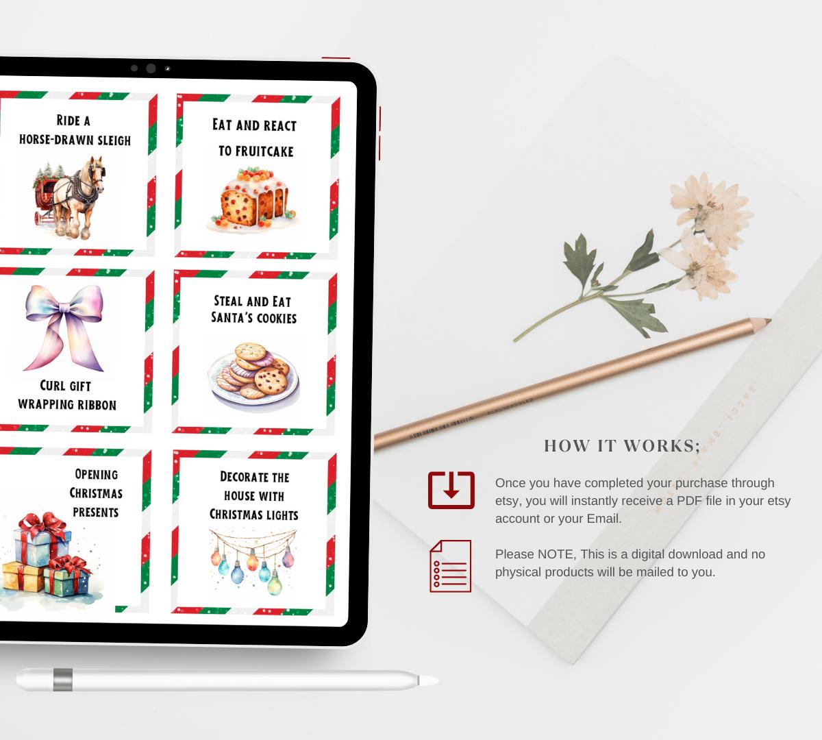 Christmas Charades Game Set, Holiday Party Game, Family Fun Activity ...