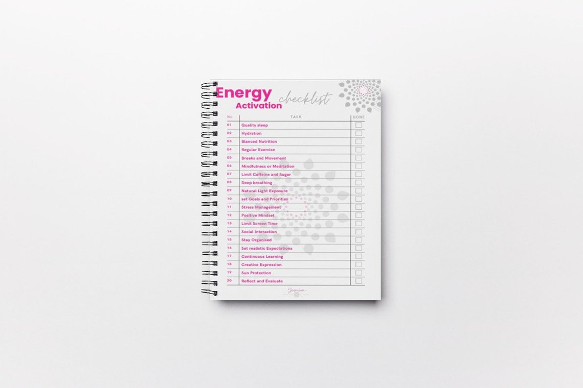 Energy Level Checklist, Energy Self Care Routine, Printable Digital PDF ...