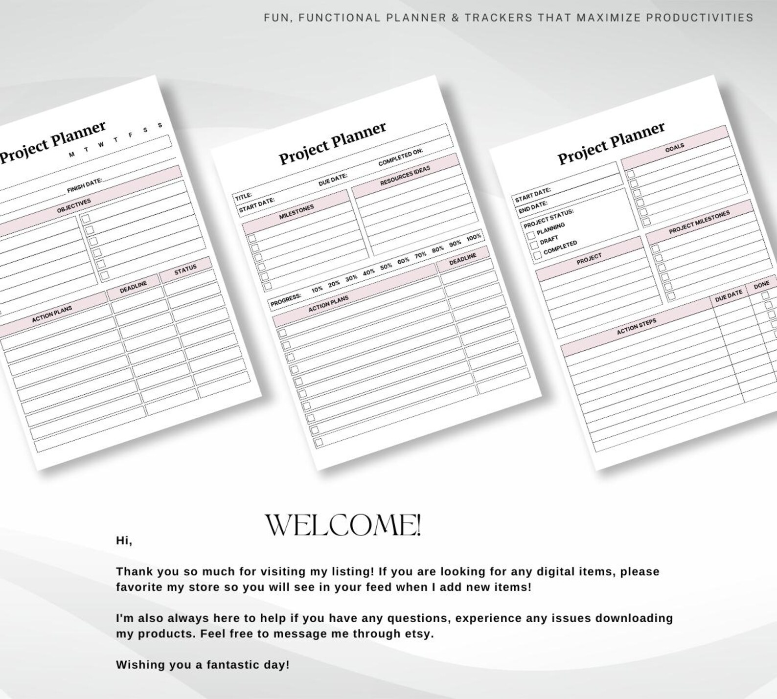 Project Planner Binder Inserts, Refillable Organizer, Project ...