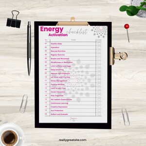 Energy Level Checklist, Energy Self Care Routine, Printable Digital PDF ...