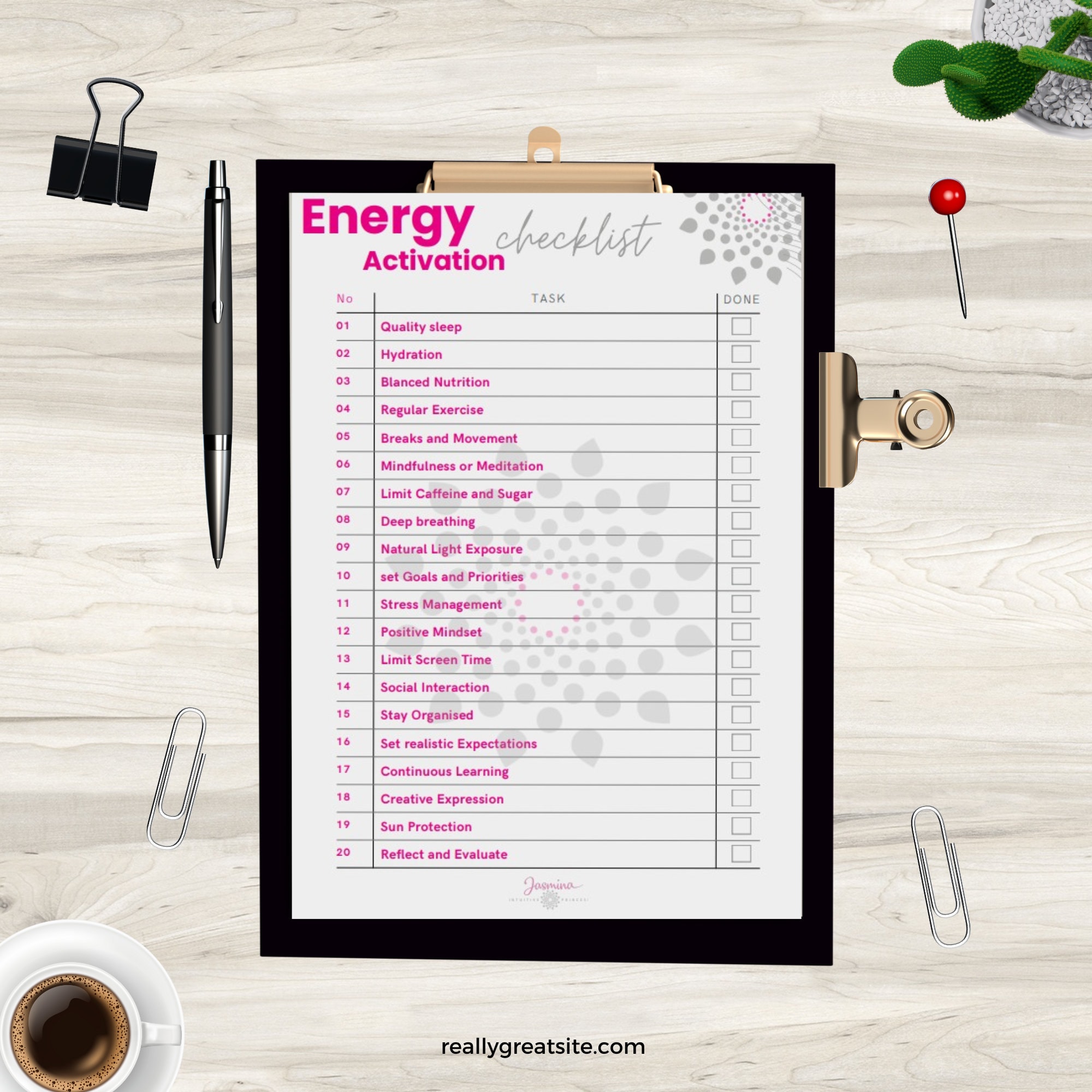 Energy Level Checklist, Energy Self Care Routine, Printable Digital PDF ...