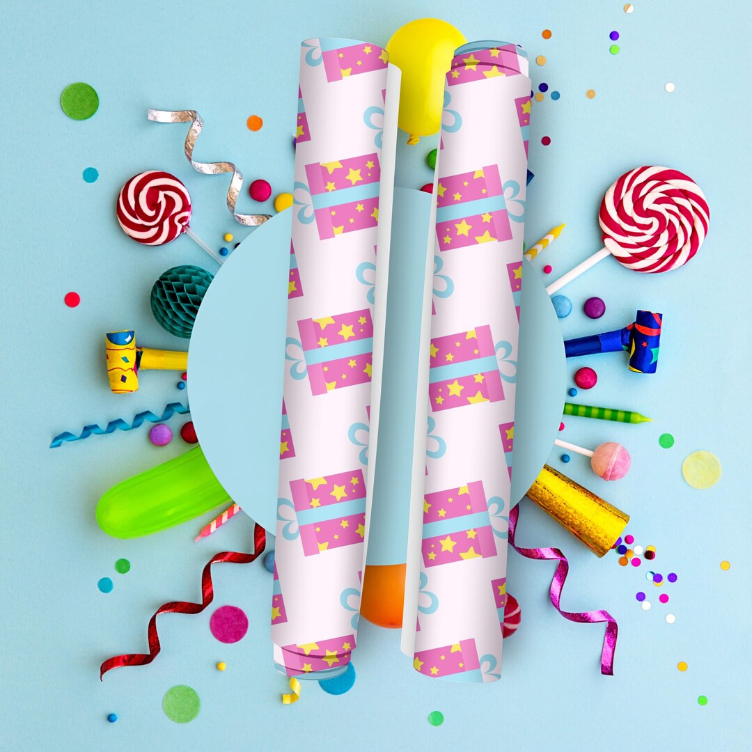 Kids Birthday Gift Wrap | Cartoon Wrapping Paper for Children’s Parties ...