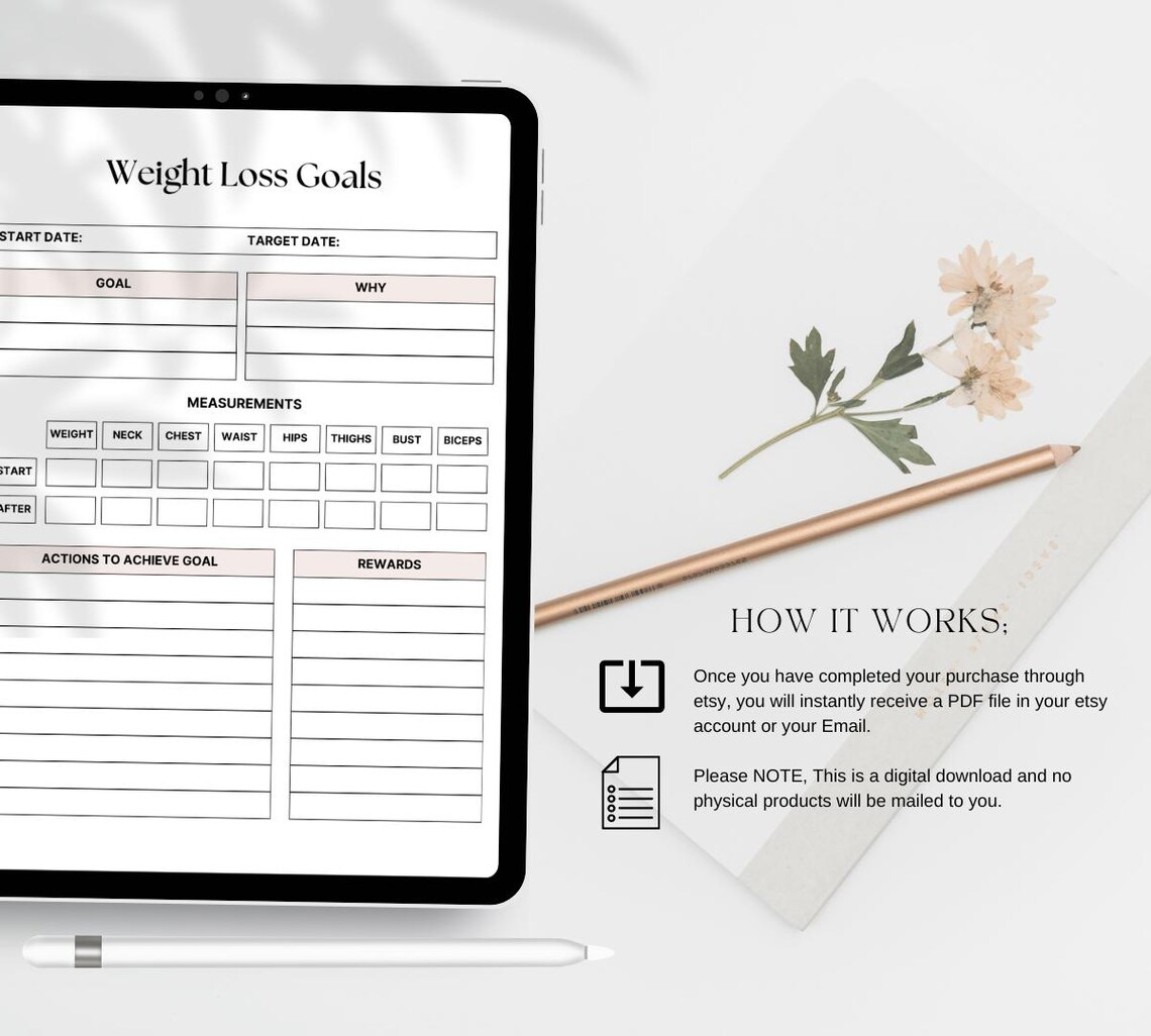 Weight Loss & Fitness Planner | Meal Tracker and Journal PDF - Etsy