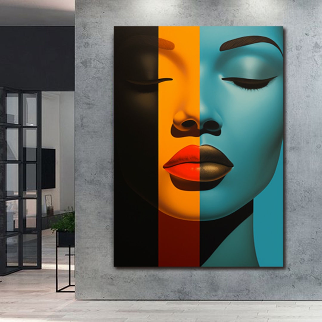 Pop Art Woman Canvas, Abstract Girl Poster, Portrait Canvas Wall Decor ...