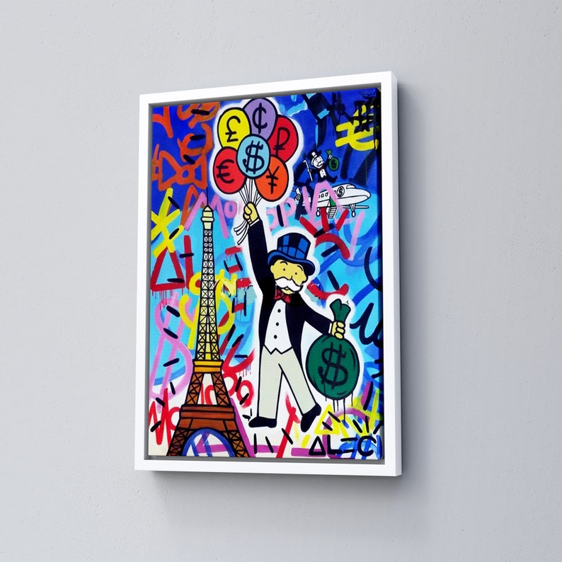 Effiel Tower Alec Monopoly Art, Graffiti Painting on Canvas, Urban Art ...