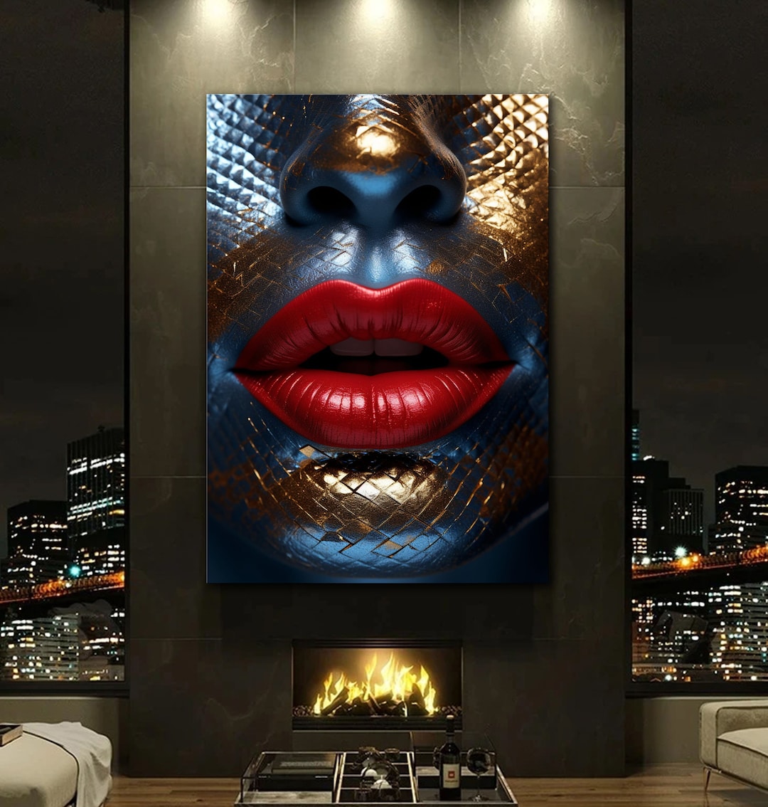 Red Lips Poster, Abstract Human Lips Canvas Art, Modern Wall Decor ...