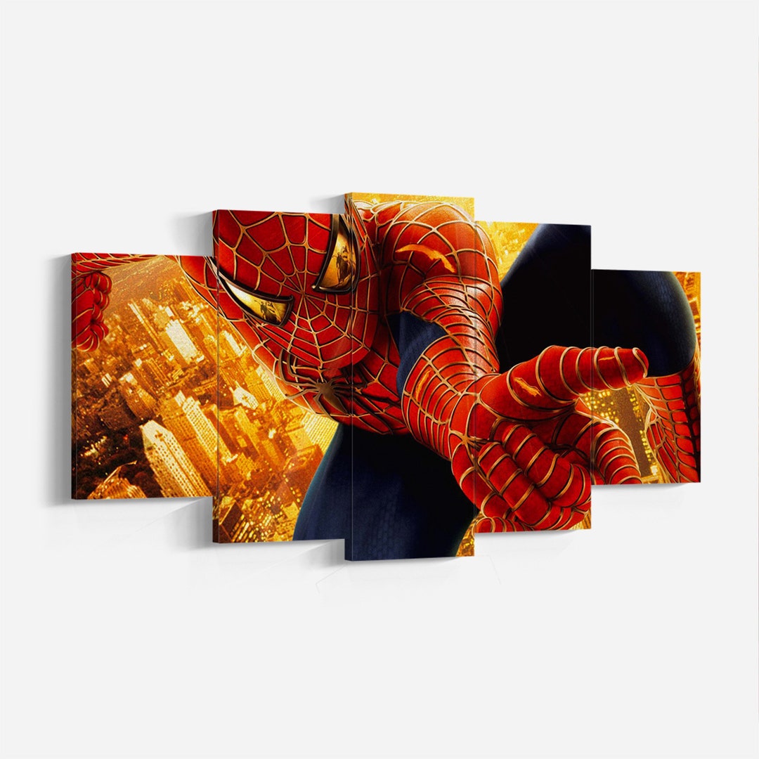 Spider-man Canvas Wall Art, Spiderman Print Art, 5 Pieces Canvas Decor ...