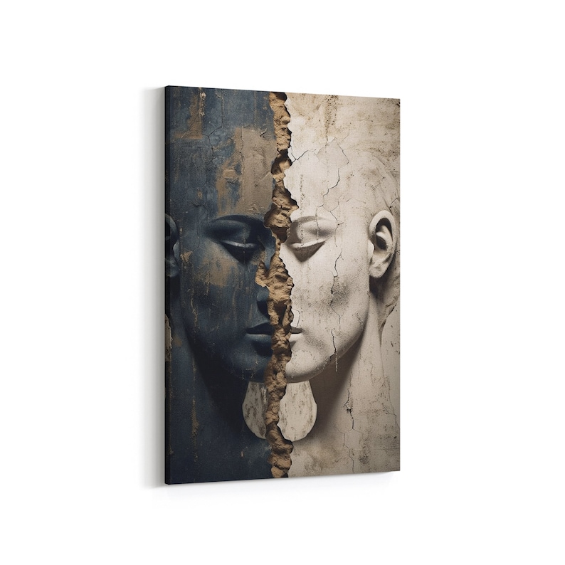 Two Face Black and White Women Canvas Poster, Contemporary Art ...