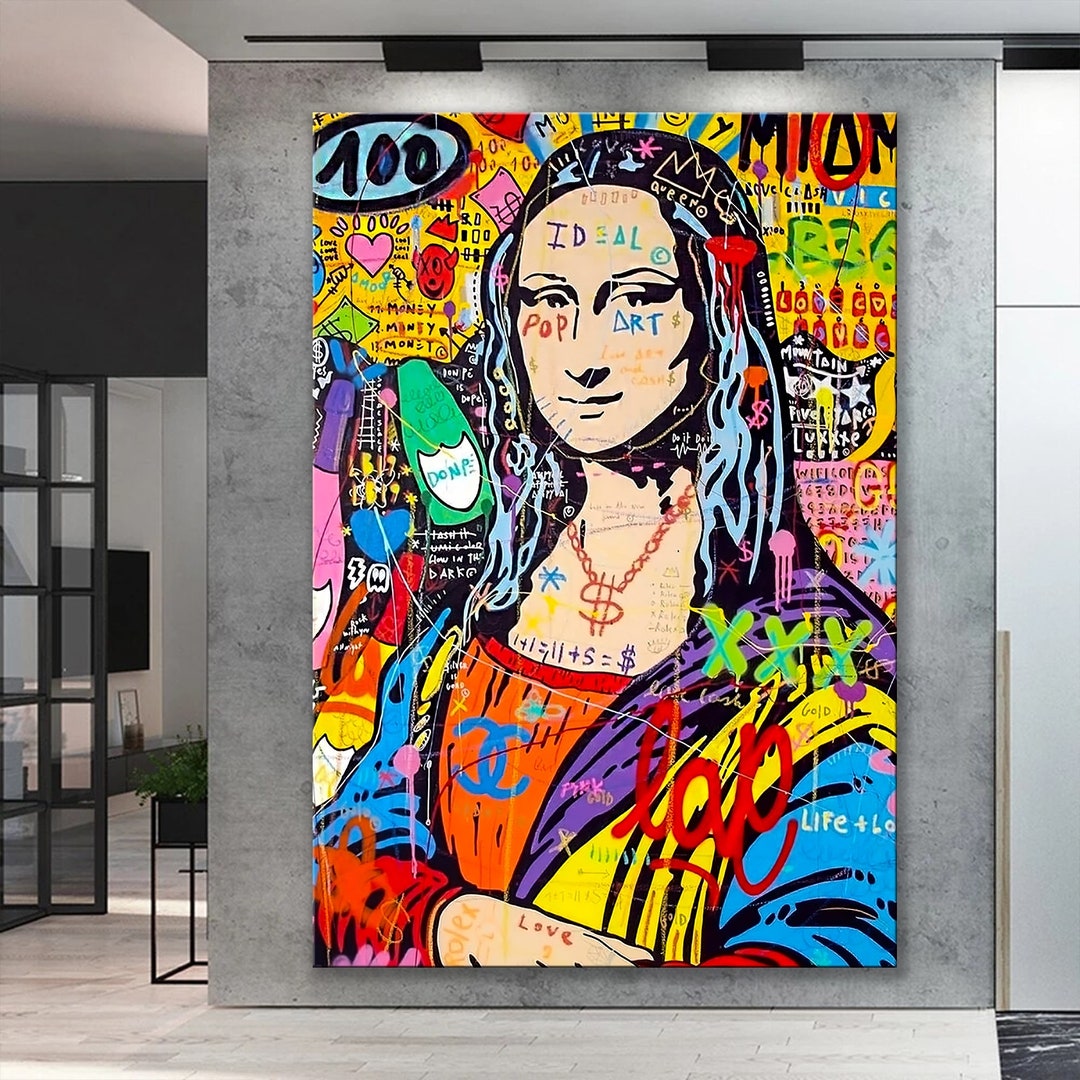 Banksy Champion Mona Lisa Graffiti Pop Art Canvas, Banksy Style Pop Art ...