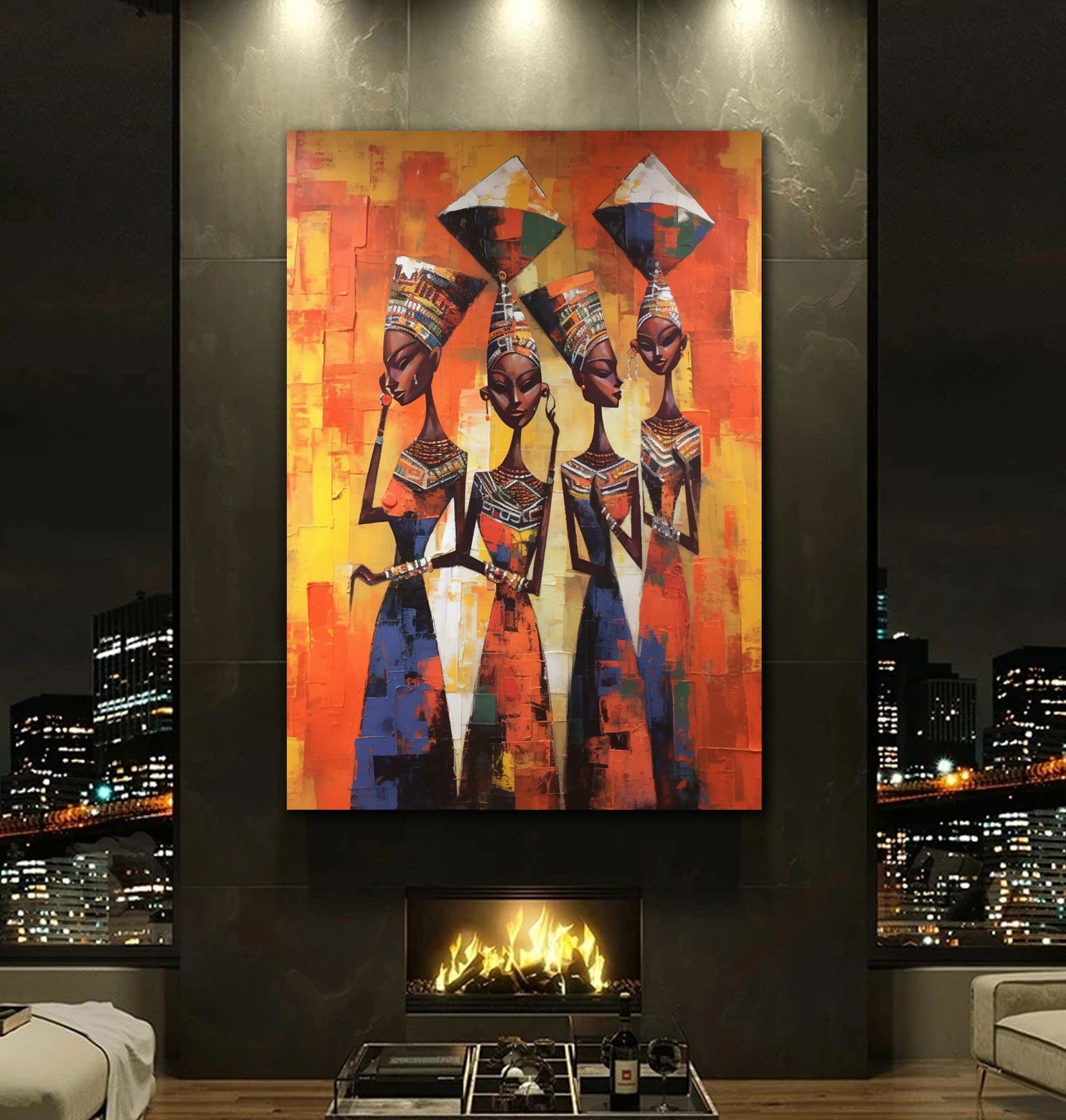 African Women Canvas Poster, African Contemporary Art, Wall Accessory ...