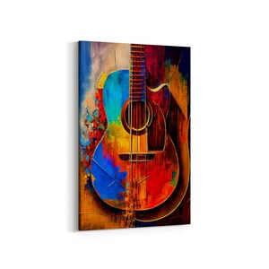 Guitar Art | Abstract Multi-colored Guitar | Oil Painting | Digital Art ...